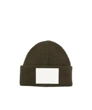 MAISON MARGIELA Numbers Motif Rib-knitted Beanie - Green
