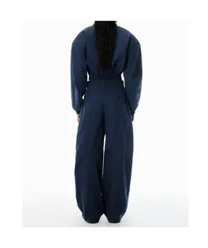Alexander Wang Mid Rise Pleated Trousers With Detachable Chain Belt - Blue
