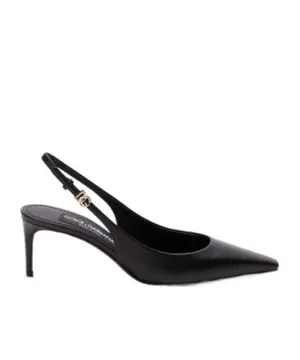 Dolce & Gabbana Logo Plaque Pointed Toe Slingback Pumps