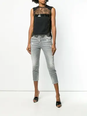 Dsquared2 Stone Washed Tight Nine-quarter Jeans - Gray
