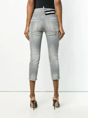 Dsquared2 Stone Washed Tight Nine-quarter Jeans - Gray