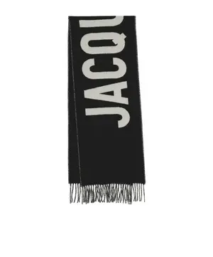 Jacquemus Fringe Logo Scarf - Black