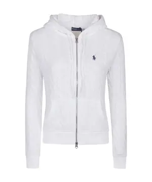 Polo Ralph Lauren Cable-knit Full-zip Hooded Cardigan - White