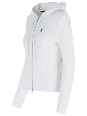 Polo Ralph Lauren Cable-knit Full-zip Hooded Cardigan - White