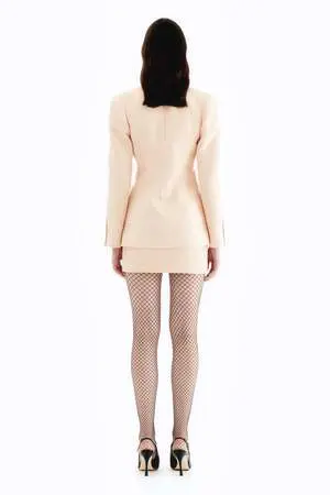 Alessandra Rich Double-breasted V-neck Tweed Jacket - Nude