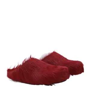 Marni Fussbett Round Toe Slip-on Mules - Red