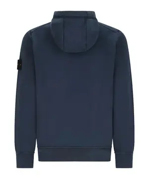Stone Island Logo Patch Drawstring Hoodie - Blue