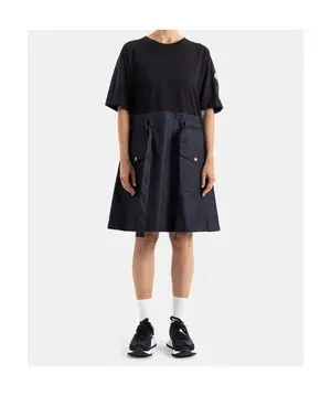 Moncler Drawstring Crewneck T-shirt Dress - Black
