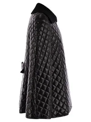 Moncler Quilted Padded Cape With Knit Collar