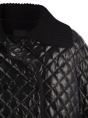 Moncler Quilted Padded Cape With Knit Collar