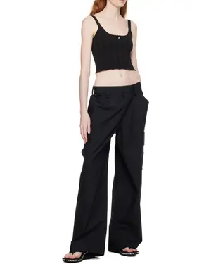 Alexander Wang Ribbed Knit Bow Detailed Cropped Top