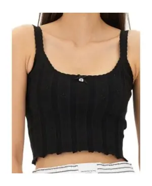 Alexander Wang Ribbed Knit Bow Detailed Cropped Top