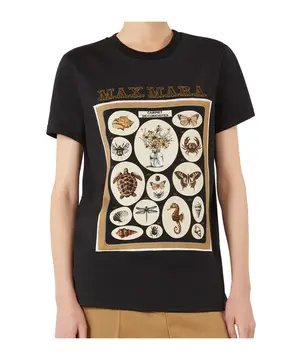 Max Mara Spadino Graphic Printed Jersey T-shirt - Black