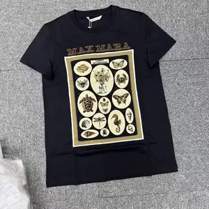 Max Mara Spadino Graphic Printed Jersey T-shirt - Black