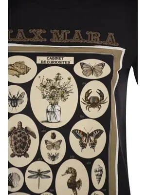 Max Mara Spadino Graphic Printed Jersey T-shirt - Black