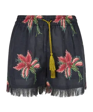 Valentino Garavani Floral Print Fringed Hem Shorts - No