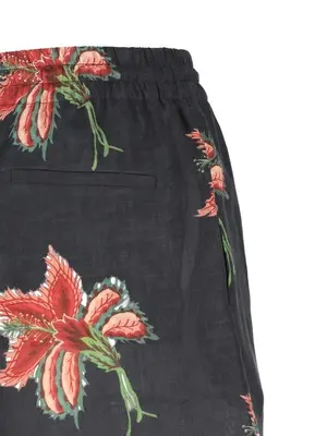 Valentino Garavani Floral Print Fringed Hem Shorts - No