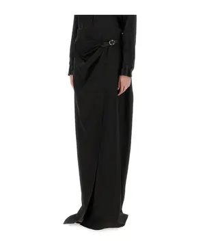 TOM FORD Belted Maxi Skirt In Double Fluid Silk Satin - Black
