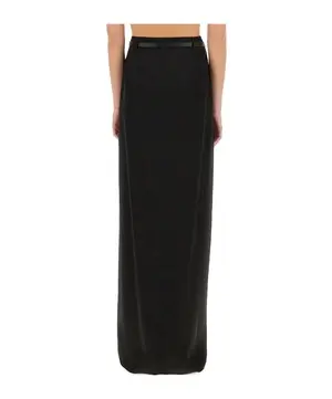 TOM FORD Belted Maxi Skirt In Double Fluid Silk Satin - Black