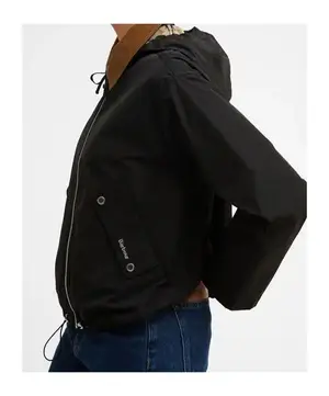 Barbour Hooded Bomber Jacket With Corduroy Collar - Black