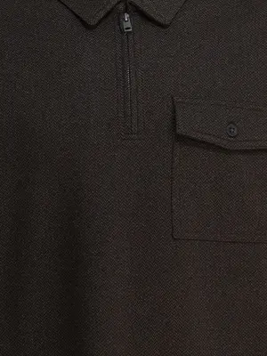 Vince Zip-pocket Polo Shirts - Heather Deep-roasted/black