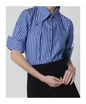 VIVIENNE WESTWOOD Striped Short Sleeve Shirt With Orb Logo Embroidery