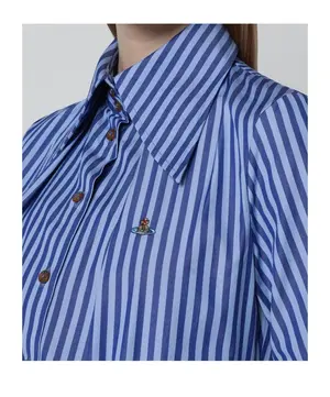 VIVIENNE WESTWOOD Striped Short Sleeve Shirt With Orb Logo Embroidery