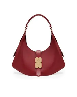 GANNI Logo Plaque Shoulder Bag - Red