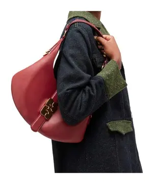 GANNI Logo Plaque Shoulder Bag - Red