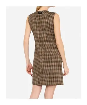 Liu Jo Sleeveless Plaid V-neck Dress With Buttoned Pockets