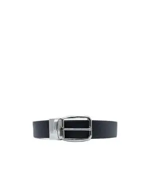 Zegna Logo Engraved Reversible Belt - Black