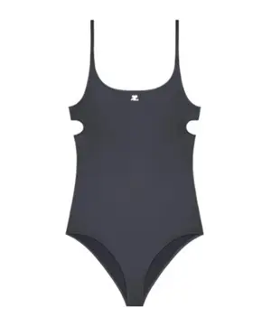 COURREGES Strapless One-piece Swimming Suit With Perforated Logo - Black
