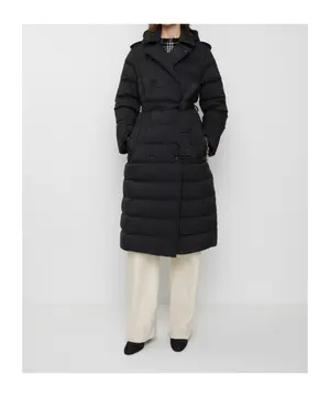 Burberry Belted Hooded Padded Trench Coat - Black