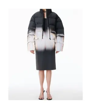 Alexander Wang Cropped Puffer Jacket - Silver/black