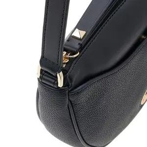 Michael Kors Leather Saddle Bag With Logo Plaque