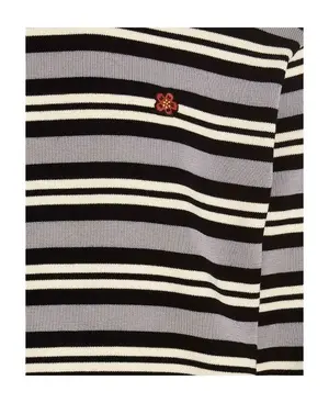 Kenzo Floral Embroidered Striped Knitted Sweater - Black