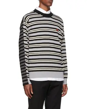 Kenzo Floral Embroidered Striped Knitted Sweater - Black