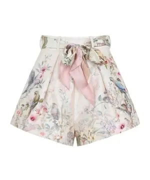 Zimmermann Rebellion Tuck Floral Printed Shorts - White