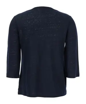 ALLUDE Boat Neck Long Sleeve Sweater - Blu