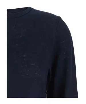ALLUDE Boat Neck Long Sleeve Sweater - Blu