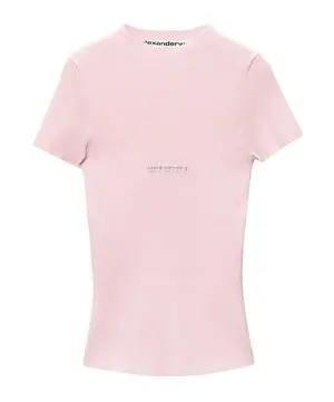 Alexander Wang Alexander Wang Ribbed Short-Sleeved T-Shirt Light Pink