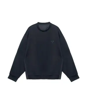 Prada Logo Plaque Round-neck Sweatshirt - Black/black