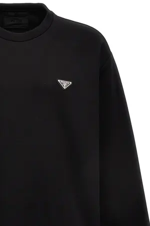Prada Logo Plaque Round-neck Sweatshirt