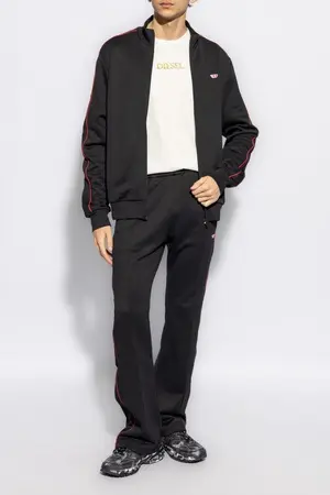 DIESEL® Logo Embroidered Zip-up Cardigan