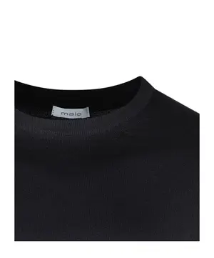 Malo Ribbed Trim Virgin Wool Sweater - Black