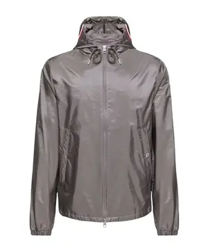 Moncler Logo Patch Zip-up Hooded Jacket - Grey
