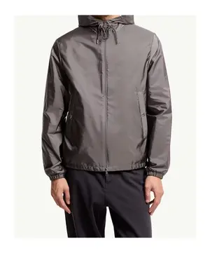 Moncler Logo Patch Zip-up Hooded Jacket - Grey
