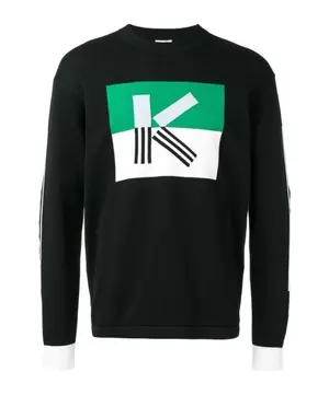 Kenzo Round Neck Pullover With Arm Letter Pattern - Black