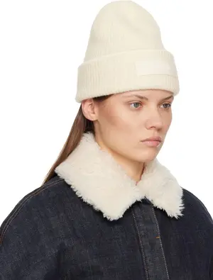Jacquemus Gros Grain Logo Patch Beanie - Off White
