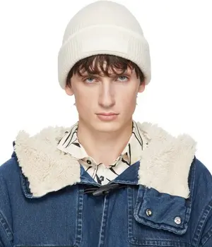 Jacquemus Gros Grain Logo Patch Beanie - Off White